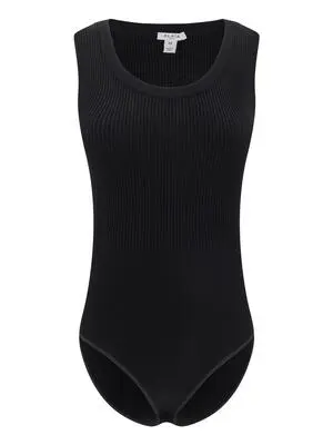 Alaïa Ribbed Knit Sleeveless Bodysuit - Black