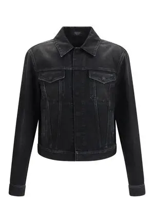 Gucci Denim Jacket With Gg Jacquard And Web Detail - Blue