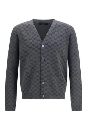Gucci GUCCI GG Print Silk And Wool Cardigan Grey