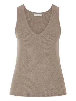 Brunello Cucinelli Ribbed Knit Tank Top - Brown
