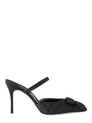 Manolo Blahnik X Emilia Wickstead Bow-embellished Jacquard Mules - Black