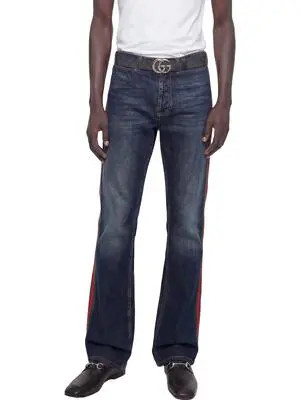 Gucci Flared Jeans With Web Detail - Blue