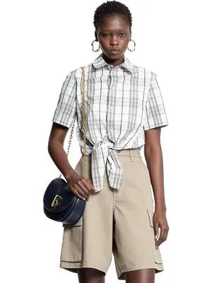 Burberry Cropped Check Cotton Shirt - Grey