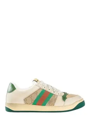 Gucci GUCCI Screener Sneakers With GG Canvas And Green Leather Trim Multicolor