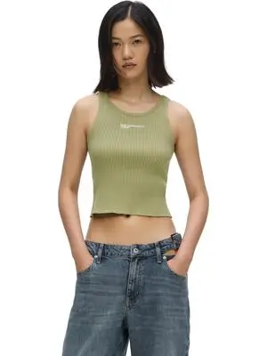 KL JEANS Jeans Ribbed Knit Cropped Tank Top - Tea