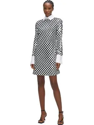 Karl Lagerfeld Checkerboard Sequin Mini Dress - White/black