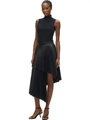 Karl Lagerfeld Asymmetrical Pleated Faux-leather Skirt - Black