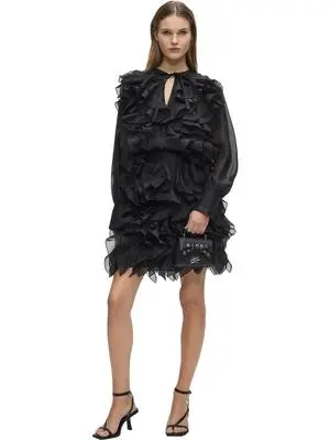 Karl Lagerfeld Organza Ruffle Mini Skirt - Black