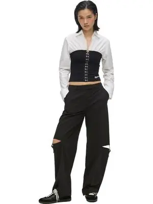 Karl Lagerfeld Buckled Cut-out Tailored Pants - Black