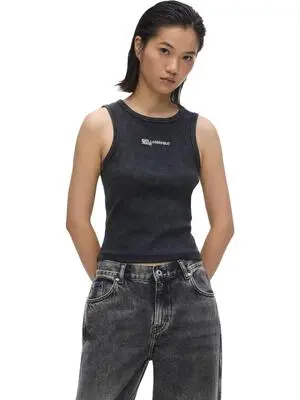 KL JEANS Jeans Washed Ribbed Tank Top - Black