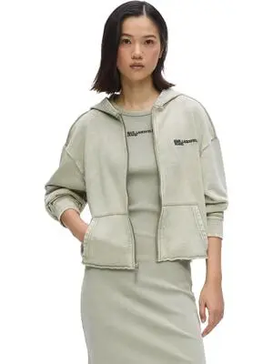 Karl Lagerfeld Washed Cotton Zip-up Hoodie - Tea