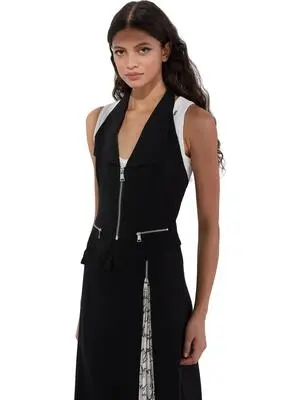 Karl Lagerfeld Halterneck Zip-front Waistcoat - Black