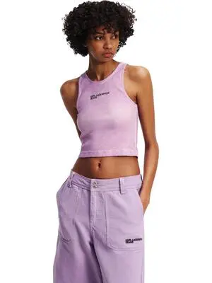 Karl Lagerfeld KARL LAGERFELD Washed Ribbed Cropped Tank Top Lavendula