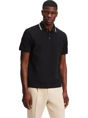 Karl Lagerfeld Contrast Piping Polo Shirt - Black