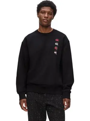 Karl Lagerfeld Ikon Print Crewneck Sweatshirt - Black