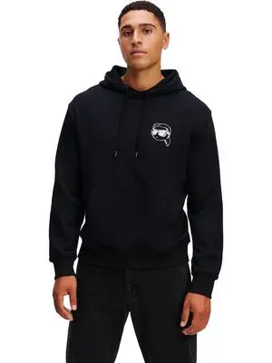 Karl Lagerfeld Ikon Hoodie With Embroidered Motif - Black