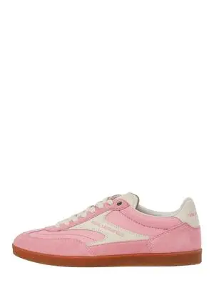 KL JEANS Lace-up Leather And Suede Sneakers - Light Pink
