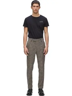 Karl Lagerfeld Tailored Pants In Textured Weave - Black/brow