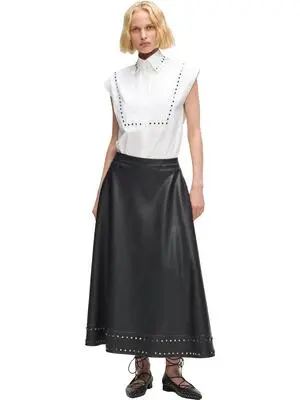 Karl Lagerfeld Studded A-line Midi Skirt - Black