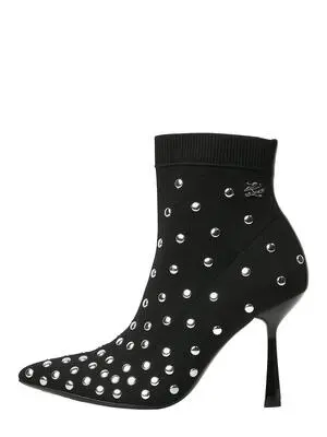 Karl Lagerfeld Pandara Knitted Studded Ankle Boots - Black/silver