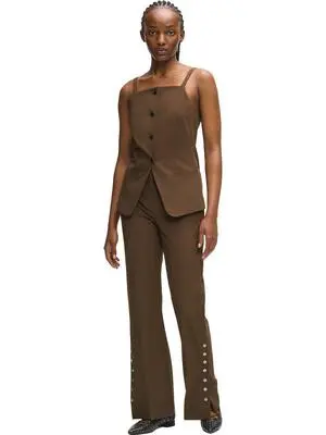 Karl Lagerfeld Snap Button Detail Straight Leg Pants - Java