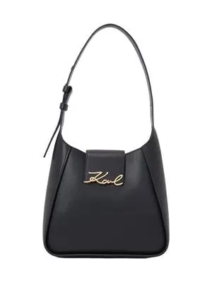 Karl Lagerfeld K/signature Hobo Bag In Smooth Leather - Black
