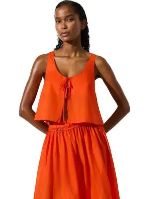 Karl Lagerfeld Karl Lagerfeld Sleeveless Tie-Front Beach Top Tango