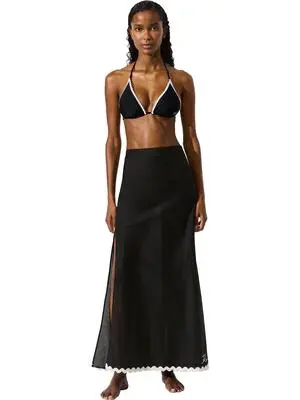 Karl Lagerfeld Maxi Skirt With Scalloped Hem - Black
