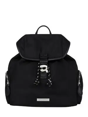 Karl Lagerfeld Ikon Nylon Small Flap Backpack - Black