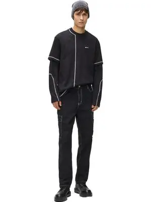 KL JEANS Jeans Contrast Stitch Cargo Pants - Black