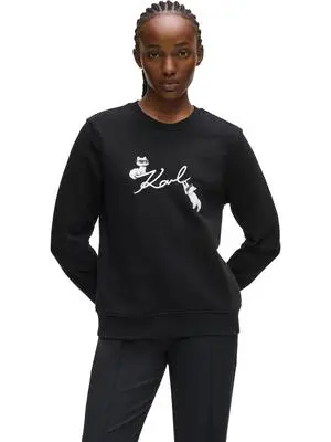 Karl Lagerfeld Ikon Signature Choupette Sweatshirt - Black