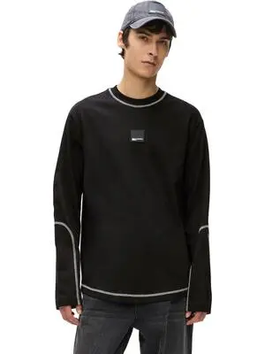 KL JEANS Jeans Contrast Stitch Long-sleeved T-shirt - Black