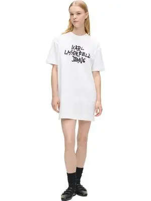Karl Lagerfeld Graffiti Logo T-shirt Dress - White