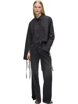 KL JEANS Jeans Split-leg High-rise Straight Jeans In Denim - Washed Black
