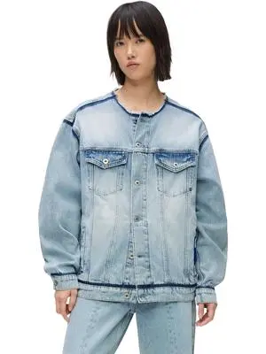KL JEANS Jeans Collarless Denim Jacket - Visual Light Blue
