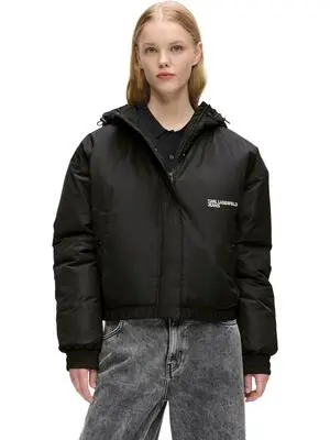 KL JEANS Lightly Padded Hooded Jacket - Black