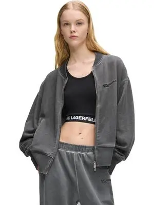 KL JEANS Jeans Washed Zip-up Bomber Sweatshirt - Magnet