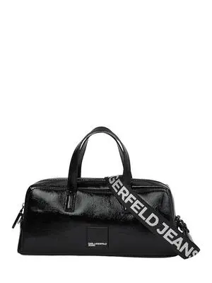 KL JEANS Jeans Glossy Bowling Bag With Branded Strap - Black