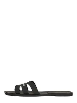 Karl Lagerfeld Matte Rubber Jelly Slides With Cut-out Detail - Black