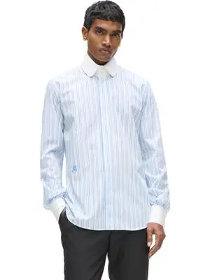 Karl Lagerfeld Contrast Collar Striped Shirt - Royal