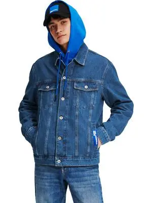 Karl Lagerfeld Regular-fit Organic Cotton Denim Jacket - Washed Mid Blue
