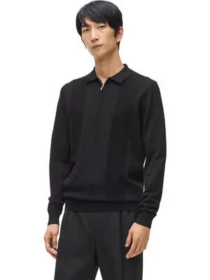 Karl Lagerfeld Zip-up Polo Shirt - Black