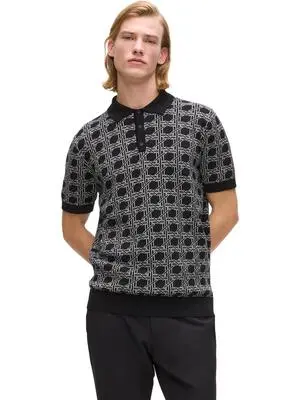 Karl Lagerfeld Knit Polo Shirt - Black/white