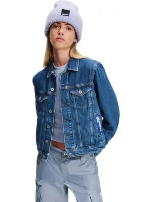 Karl Lagerfeld KARL LAGERFELD Organic Cotton Denim Jacket Washed Mid Blue