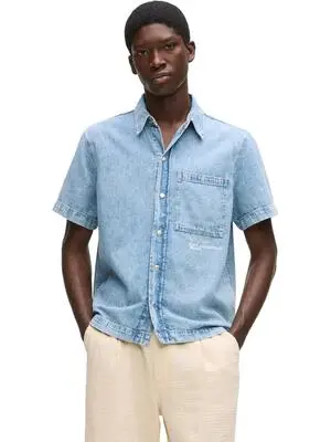 KL JEANS Short-sleeved Denim Shirt - Light Blue
