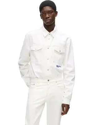 KL JEANS Graphic Karl Print Denim Overshirt - White