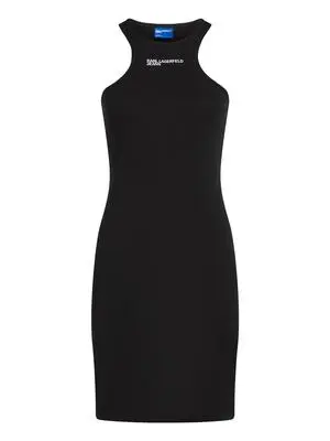 KL JEANS Jeans Ribbed Racer Mini Dress With Logo Embroidery - Black