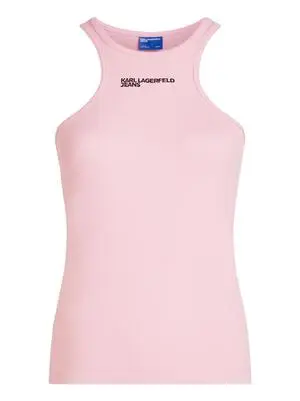 Karl Lagerfeld Ribbed Logo Racerback Tank Top Fairytale