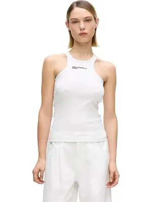 KL JEANS Jeans Ribbed Logo Racerback Tank Top - White