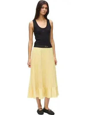 Karl Lagerfeld Satin Pleated Midi Skirt - Sunlight